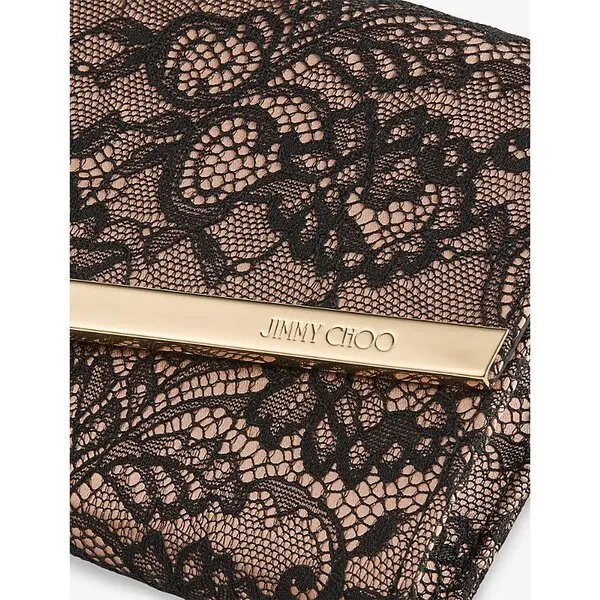 JIMMY CHOO Emmie Lace Clutch - Black/ballet Pink/li