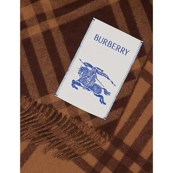 Burberry Check Cashmere Scarf - Treacle Brown