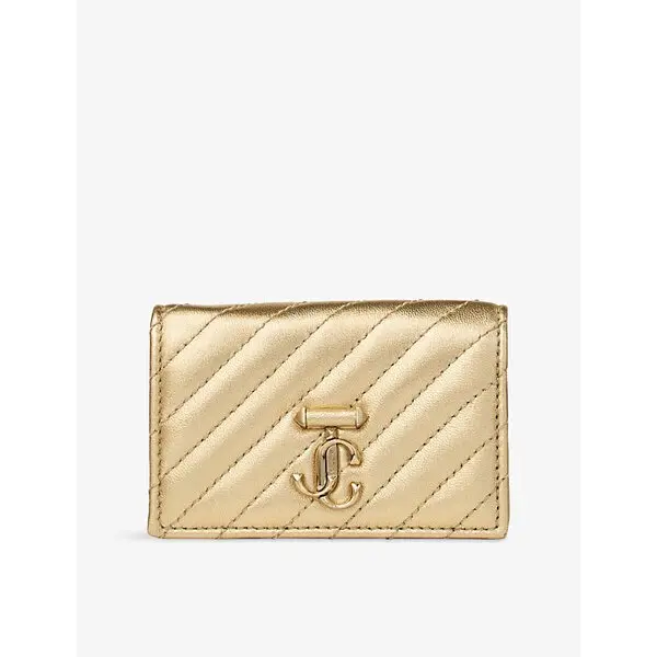 JIMMY CHOO Curve Nello Quilted Leather Cardholder - Gold/shiny Gold