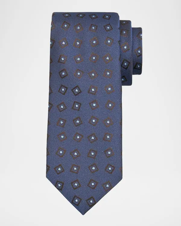 Charvet Square-print Silk Neck Tie - Blue