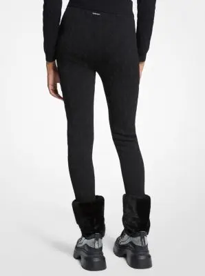 Michael Kors Logo Embossed Jacquard Ski Stirrup Leggings In Size By