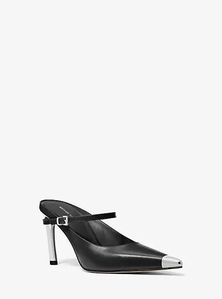 Michael Kors Kasia Leather High Heel Mule Pump - Black
