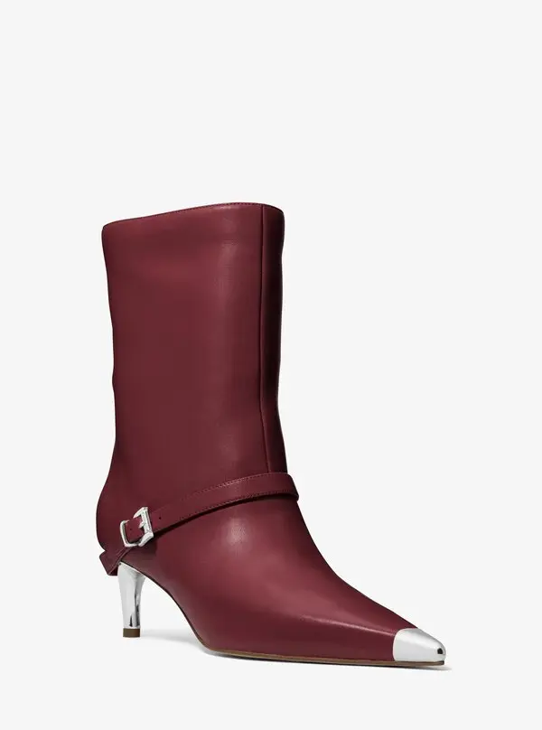 Michael Kors Kasia Leather Buckle Boots - Red