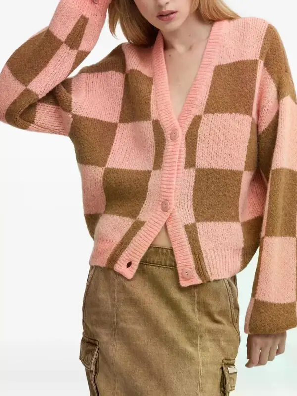 Stine Goya Checkered Long-sleeve Cardigan - Pink