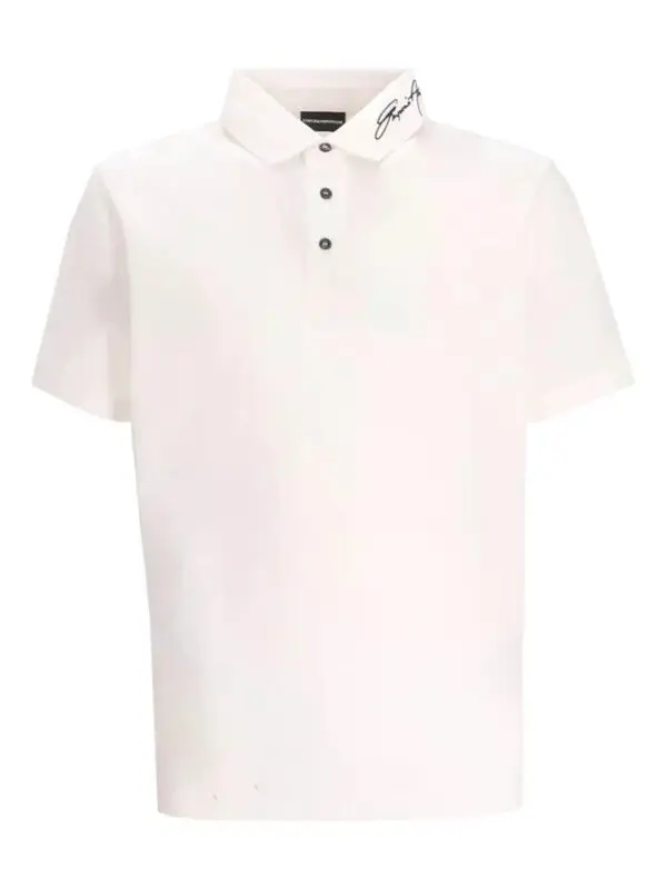 Emporio Armani Signature-collar Polo Shirt - White