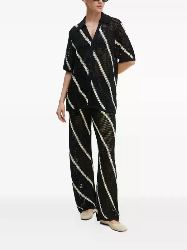 SAMSOE SAMSOE Striped-pattern Short-sleeve Cardigan