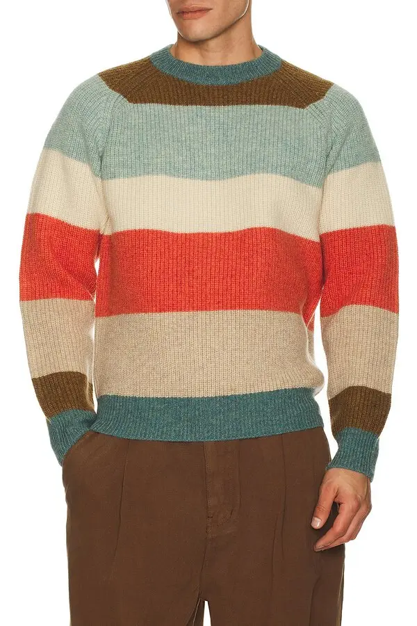 BEAMS Crew Stripe 5g Sweater