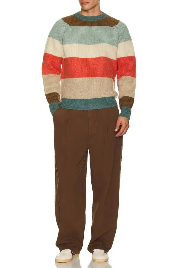 BEAMS Crew Stripe 5g Sweater