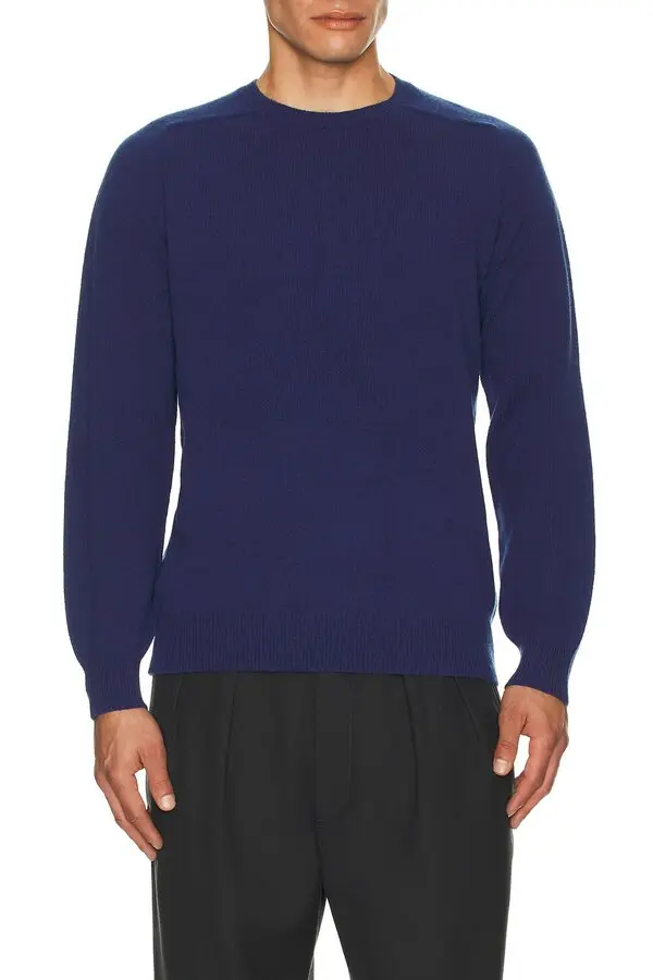 BEAMS Crew 9g Sweater - Blue