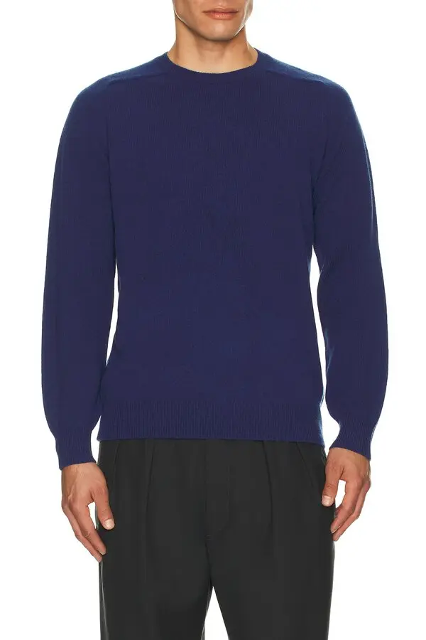 BEAMS Crew 9g Sweater - Blue