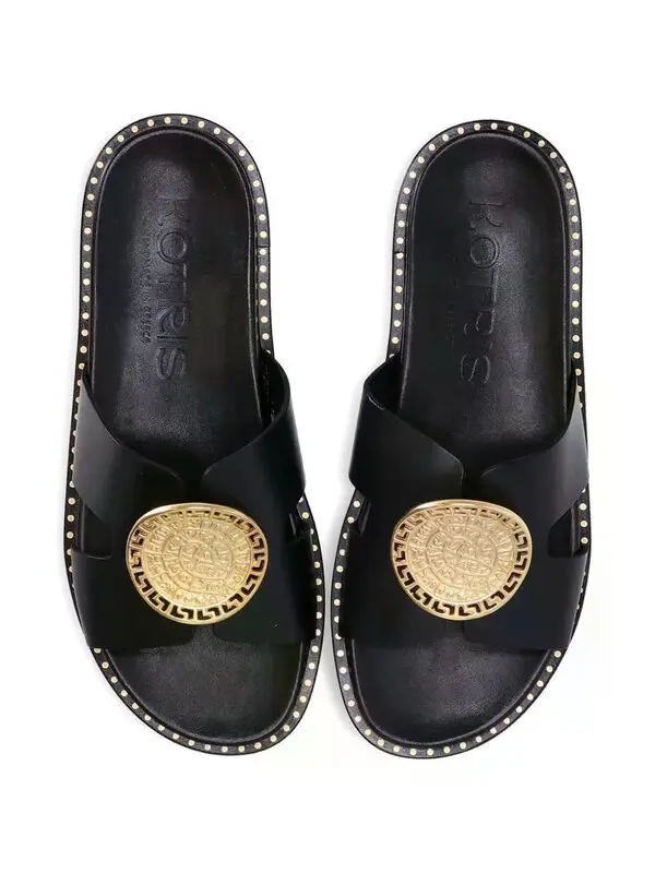KOTRIS SANDALS Leather Medallion Sandals