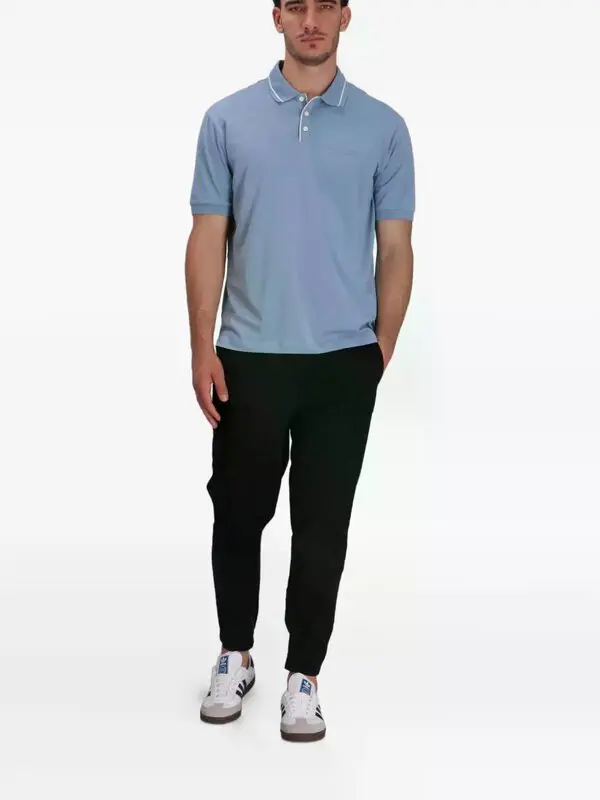 Armani Exchange Contrasting Piping Polo Shirt - Blue