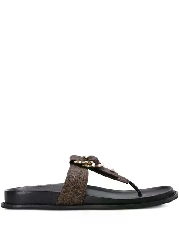 Michael Kors Logo Monogram Ring-detail Flat Sandals