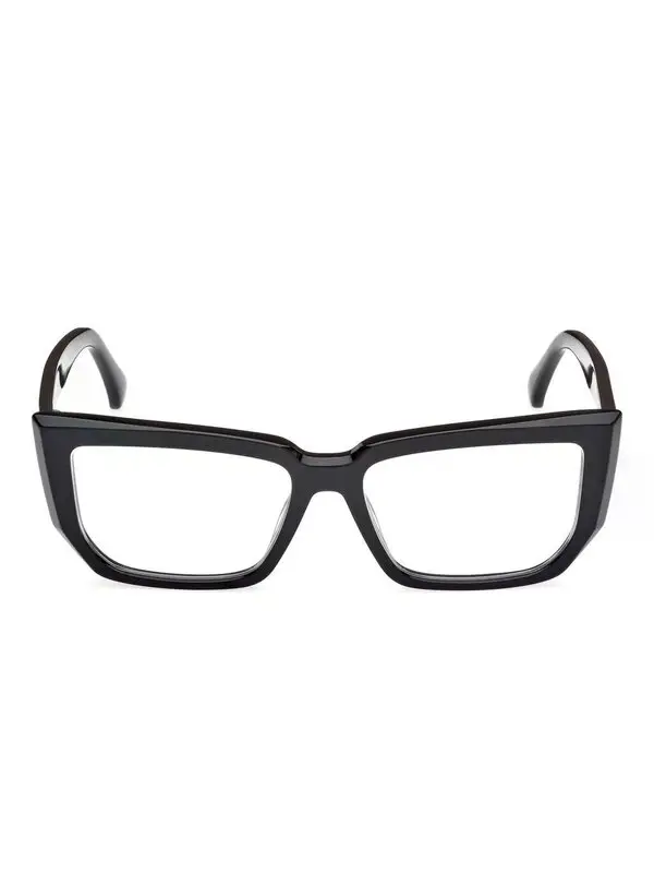 Max Mara Logo-lettering Rectangle Frame Glasses - Black