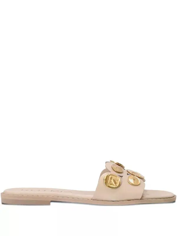 KOTRIS SANDALS Kotris Leather Coin Embellished Flat Sandals