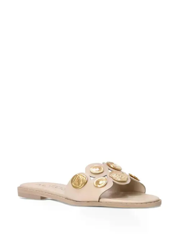KOTRIS SANDALS Kotris Leather Coin Embellished Flat Sandals