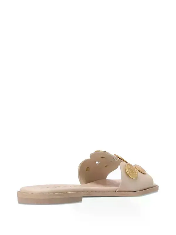 KOTRIS SANDALS Kotris Leather Coin Embellished Flat Sandals