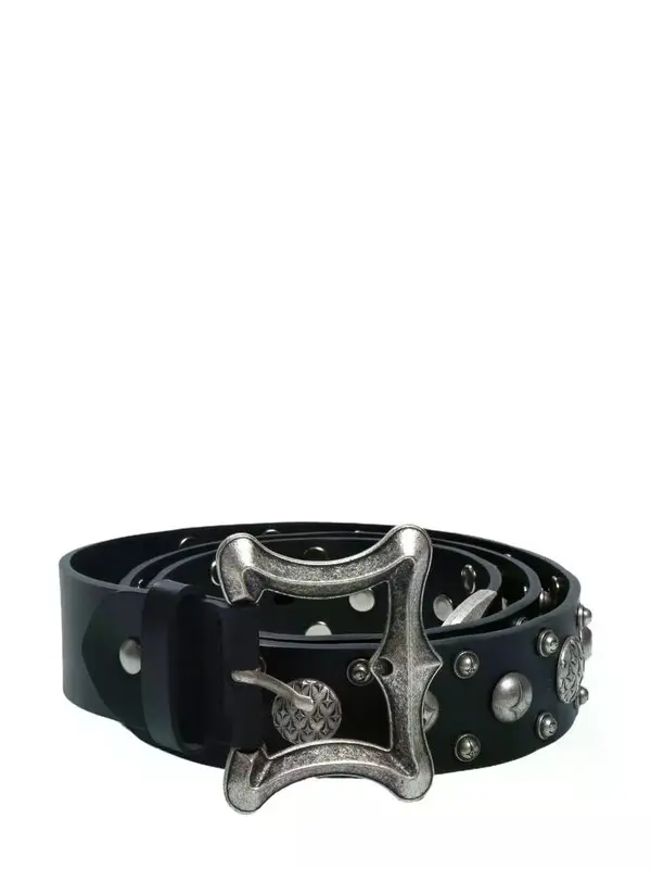 THUG CLUB Studded Leather Belt - Black