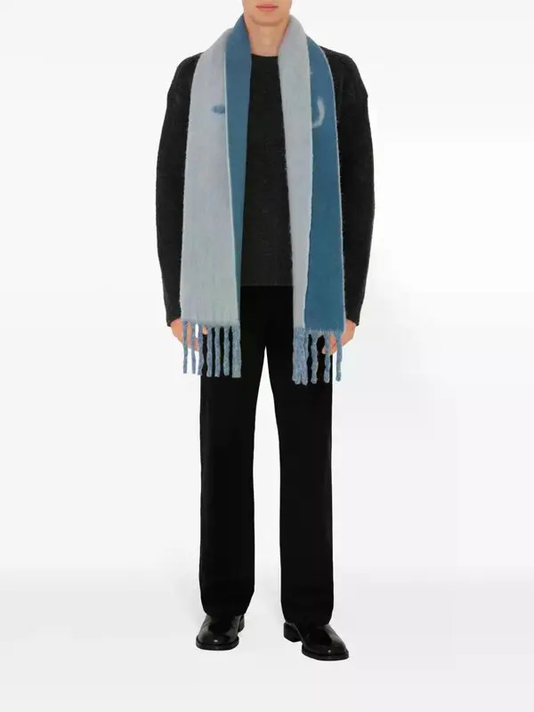 Burberry Logo-intarsia Reversible Scarf - Blue