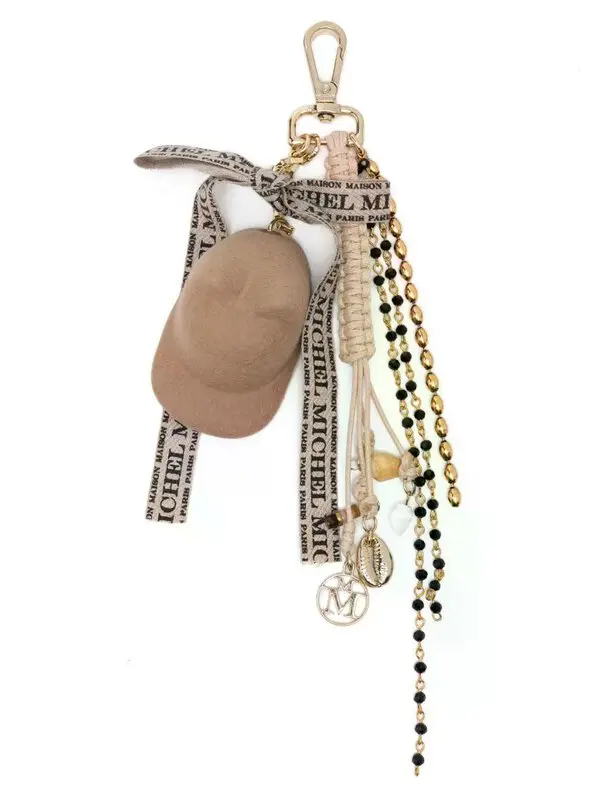 MAISON MICHEL Martina Key Ring - Neutrals
