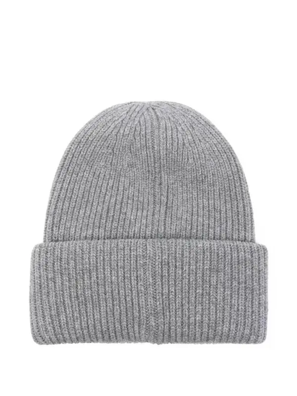 Moncler Ribbed Beanie Hat With Logo Patch