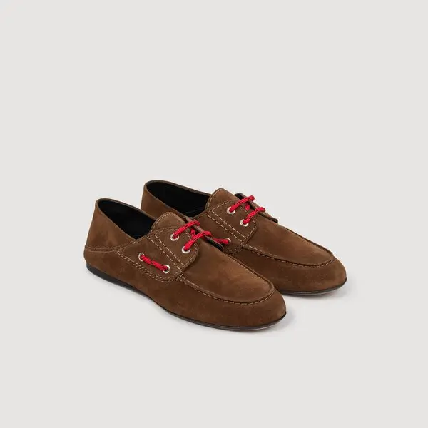 Sandro Suede Boat Shoes - Brown