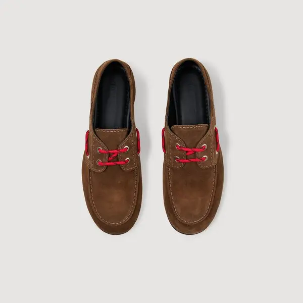 Sandro Suede Boat Shoes - Brown