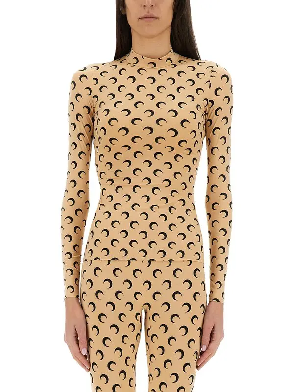 MARINE SERRE Printed T-shirt - Beige