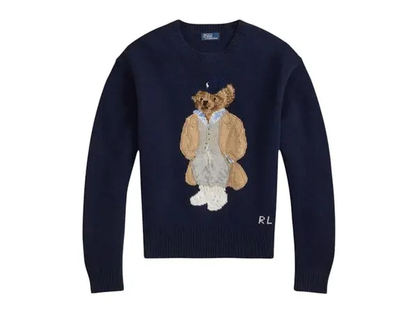 Polo Ralph Lauren Bear Cashmere Wool Sweater - Blue