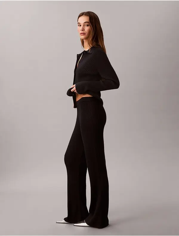 Calvin Klein Lurex Merino Wool Blend Flared Pants