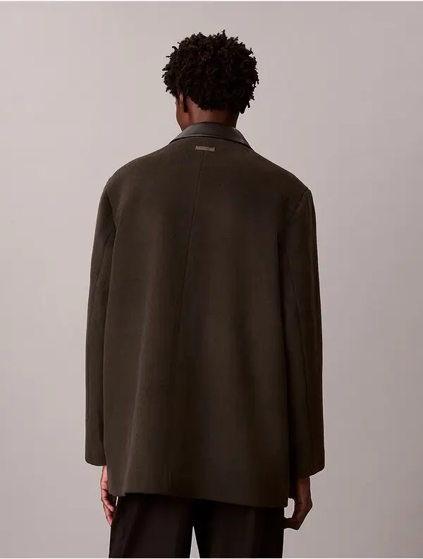 Calvin Klein Melton Wool Blend Car Coat - Peat