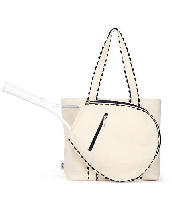 AME & LULU Nantucket Tennis Tote - Natural With Navy