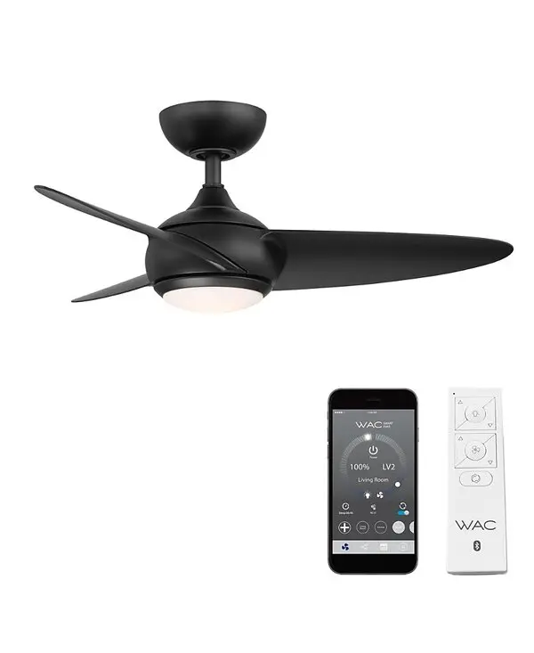 LUXADORA Wac Lighting Smart Fans Loft 38in 3000k Led Indoor Or Outdoor Smart Home Ceiling Fan - Matte Black