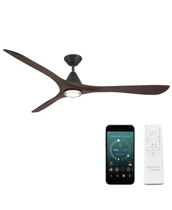 MODERN FORMS Fans Carve 72 In Selectable 2700-3000-4000-5000k Led Indoor Or Outdoor Smart Home Ceiling Fan - Matte Black/dark Walnut