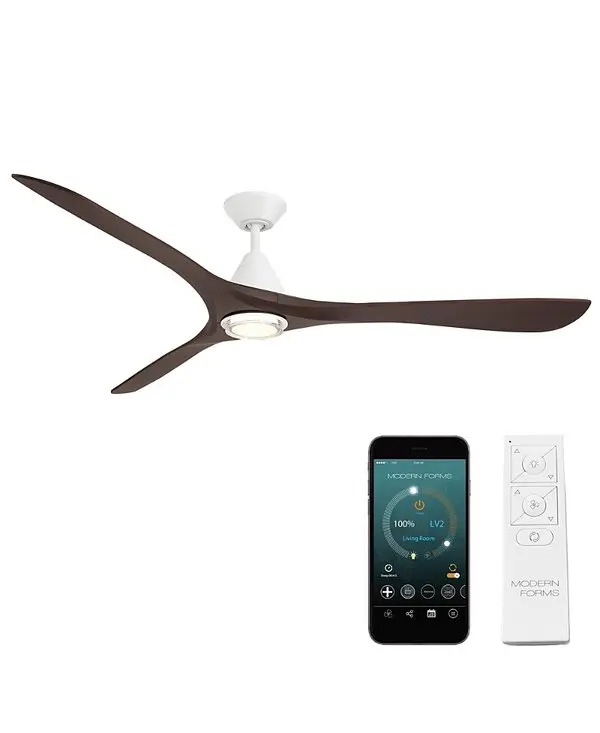 MODERN FORMS Fans Carve 72 In Selectable 2700-3000-4000-5000k Led Indoor Or Outdoor Smart Home Ceiling Fan - Matte White/dark Walnut