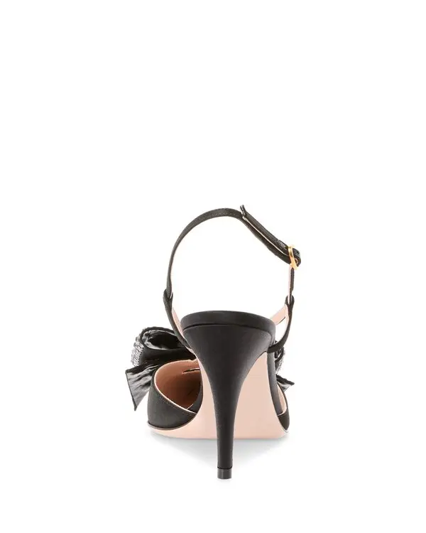 Valentino Garavani Embellished Bow Slingback Pumps - Black/black