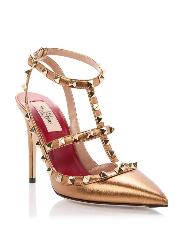 Valentino Garavani Strappy Studded Pumps - Gold