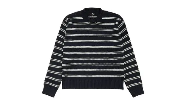 StüSsy Chunky Cotton Stripe Sweater - Ocean | Editorialist