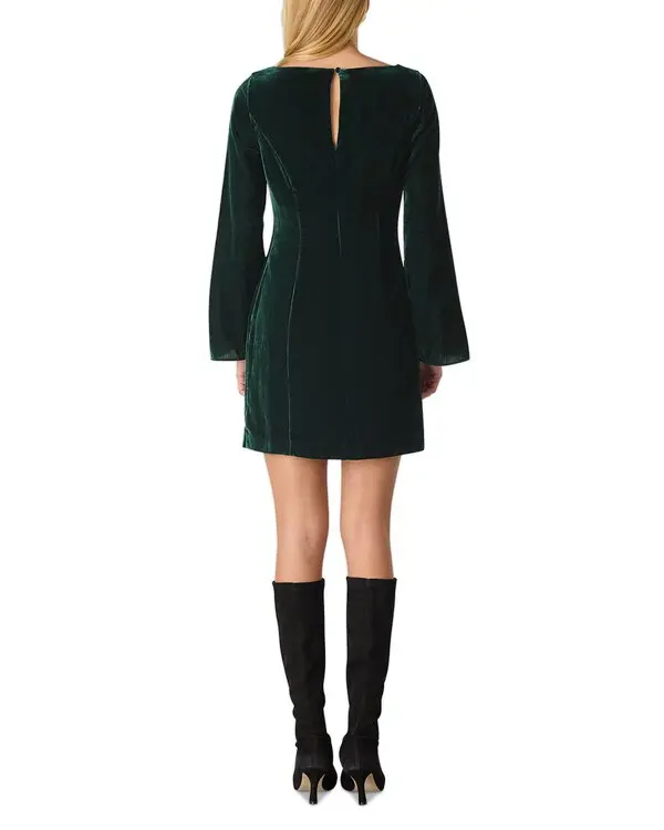 Whistles Velvet Flare Sleeve Dress - Forest Green - 40% Off | Editorialist
