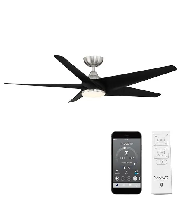 LUXADORA Wac Lighting Smart Fans Viper 60 In 3000k Led Indoor Or Outdoor Smart Home Ceiling Fan - Brushed Nickel/matte Black