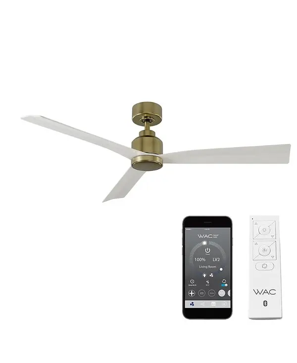 LUXADORA Wac Lighting Smart Fans Clean 52 In Indoor Or Outdoor Smart Home Ceiling Fan - Soft Brass/matte White