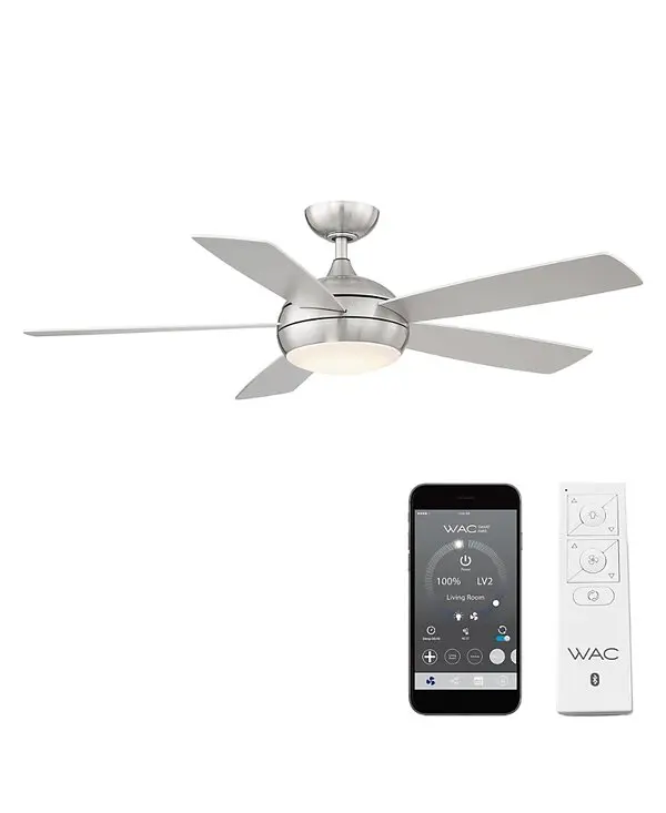 LUXADORA Wac Lighting Smart Fans Odyssey 52 In 3000k Led Indoor Or Outdoor Smart Home Ceiling Fan - Brushed Nickel