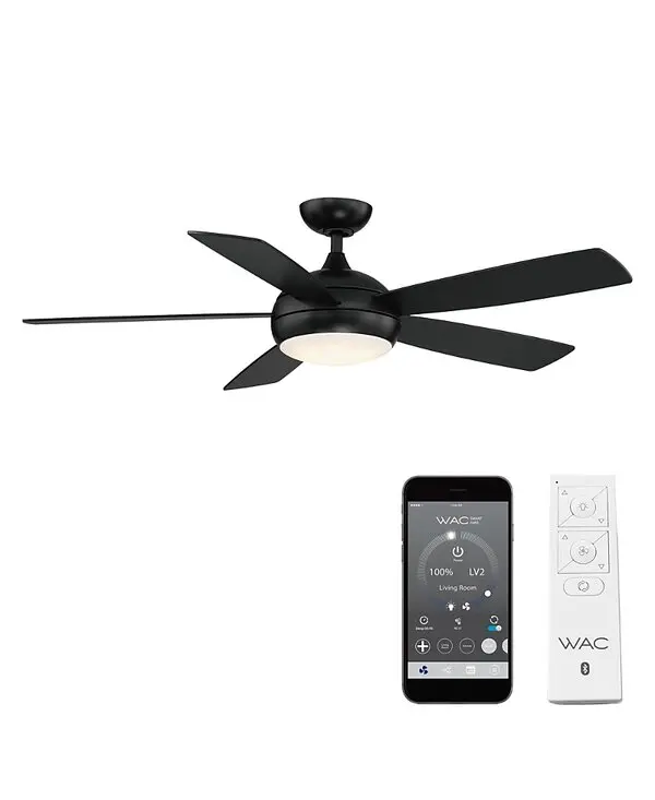 LUXADORA Wac Lighting Smart Fans Odyssey 52 In 3000k Led Indoor Or Outdoor Smart Home Ceiling Fan - Matte Black