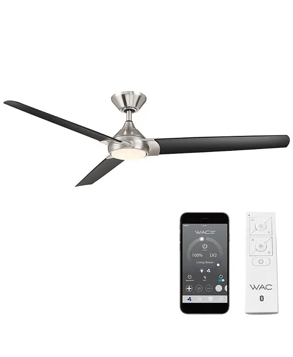 LUXADORA Wac Lighting Smart Fans Zelda 60 In 3000k Led Indoor Or Outdoor Smart Home Ceiling Fan - Brushed Nickel/matte Black