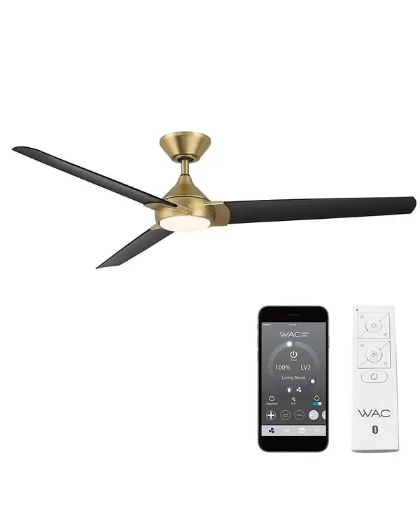 LUXADORA Wac Lighting Smart Fans Zelda 60 In 3000k Led Indoor Or Outdoor Smart Home Ceiling Fan - Soft Brass/matte Black