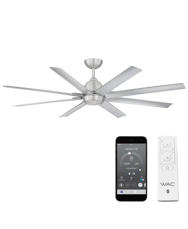 LUXADORA Wac Lighting Smart Fans Mocha Xl 66 In Indoor Or Outdoor Smart Home Ceiling Fan - Brushed Aluminum