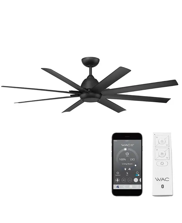 LUXADORA Wac Lighting Smart Fans Mocha Xl 66 In Indoor Or Outdoor Smart Home Ceiling Fan - Matte Black