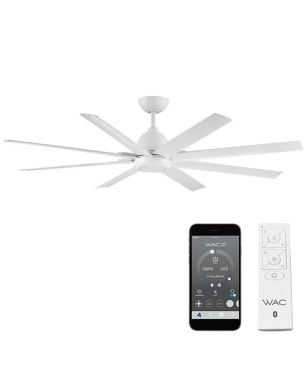 LUXADORA Wac Lighting Smart Fans Mocha Xl 66 In Indoor Or Outdoor Smart Home Ceiling Fan - Matte White