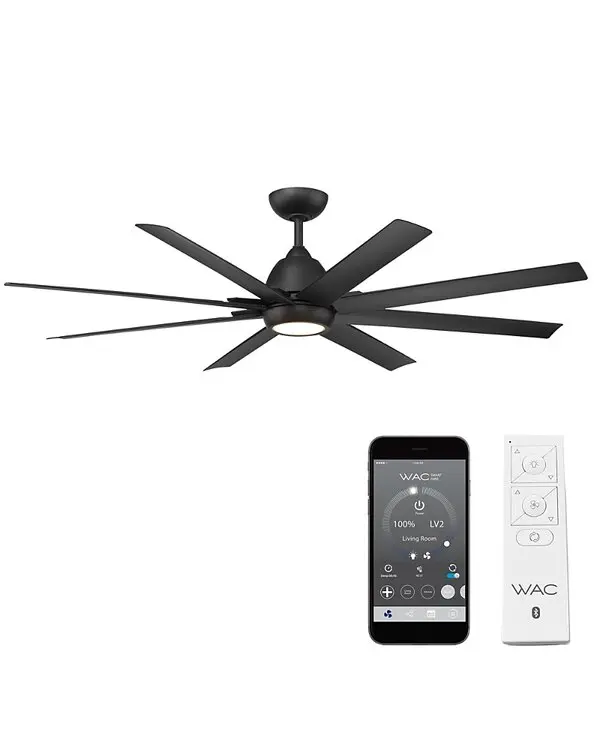 LUXADORA Wac Lighting Smart Fans Mocha Xl 66in 3000k Led Indoor Or Outdoor Smart Home Ceiling Fan - Matte Black