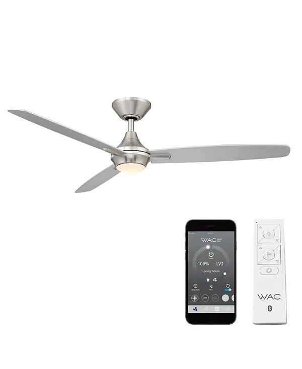 LUXADORA Wac Lighting Smart Fans Blitzen 54 In 3000k Led Indoor Or Outdoor Smart Home Ceiling Fan - Brushed Nickel